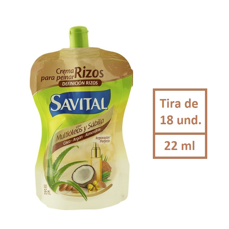 CREMA DE PEINAR EN SACHET SAVITAL MULTIOLEOS TIRA 18 UNDS DE 22ML | La ...