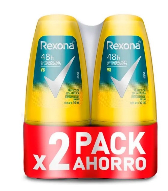 PACK REXONA DEO ROL AP V8 2X50ML | La Gran Bodega