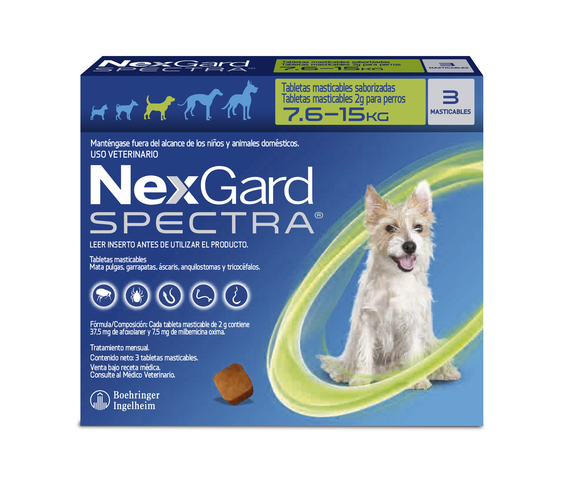 ANTIPARASITARIO NEXGARD SPECTRA M PARA PERROS 7 6 A 15 KG 3 UNDS La