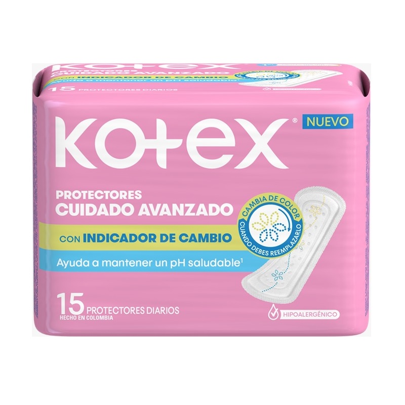 PROTECTORES DIARIOS KOTEX CUIDADO AVANZADO PAQUETE 15 UNDS | La Gran Bodega